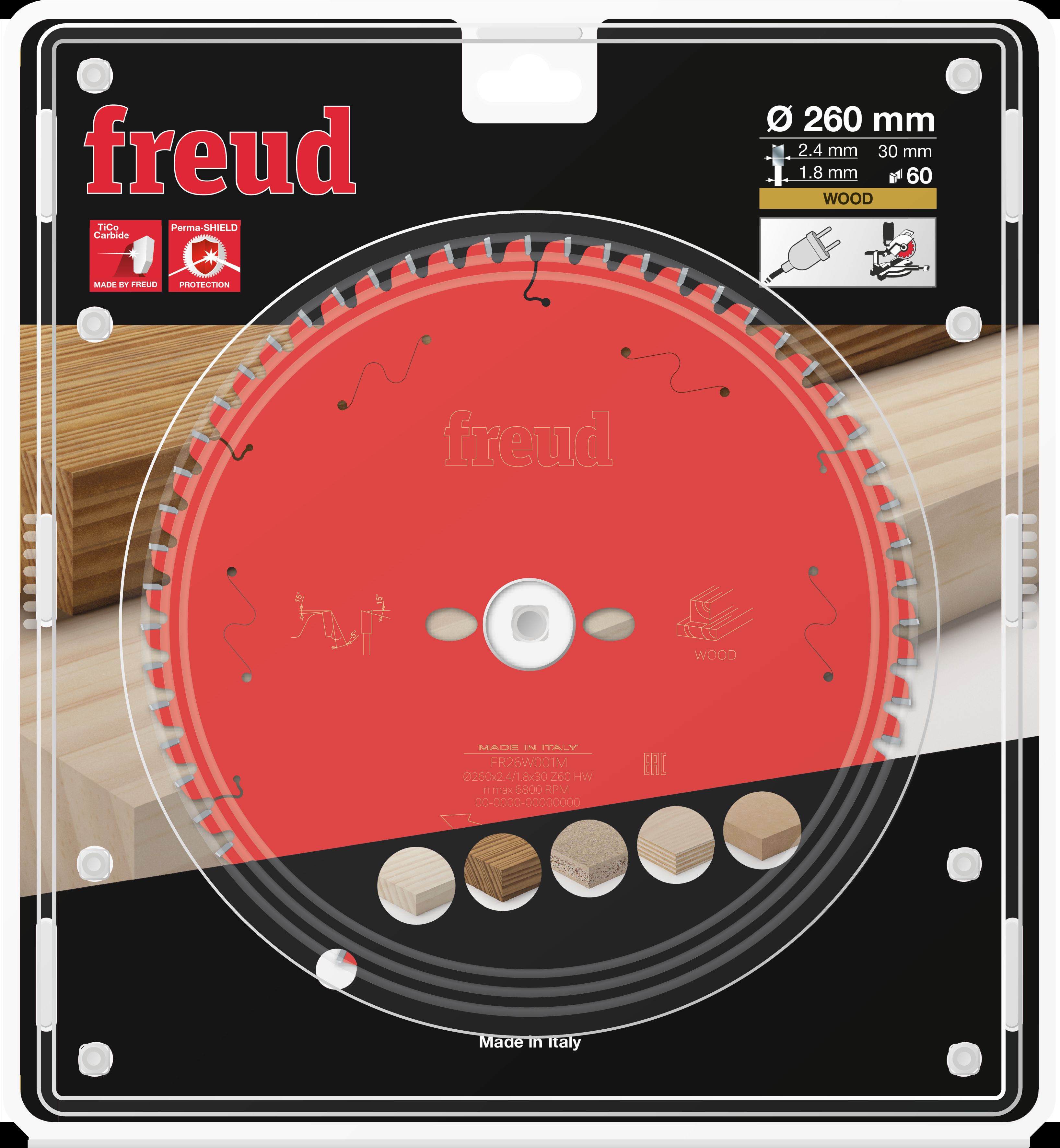 Freud F03FS09760 260mm x 30mm x 60T Circular Saw Blade